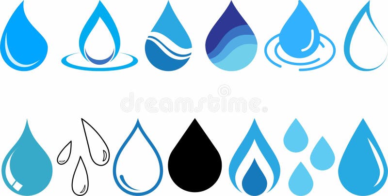 Water Drops Symbol Icon Set Collection Stock Illustration ...