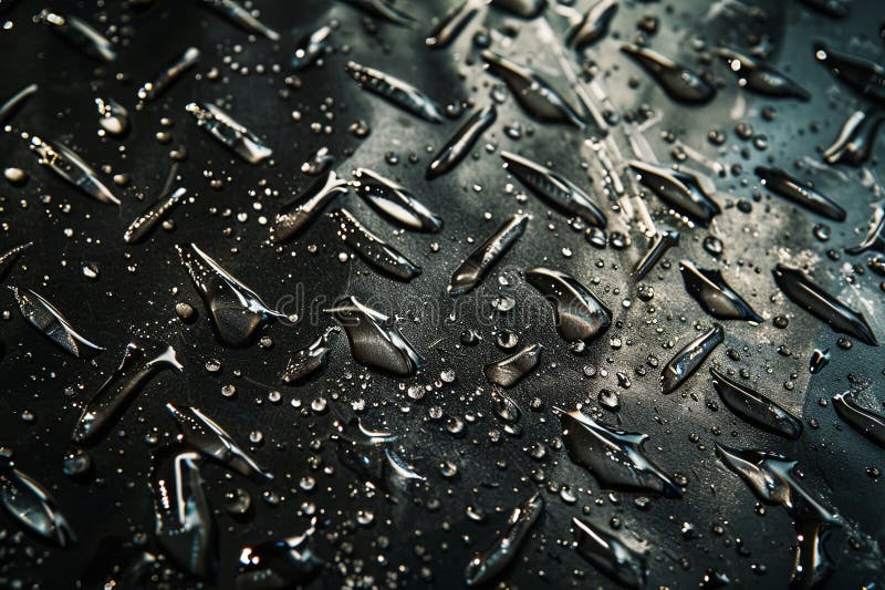 Water Drops on Textured Metal Surface with Diagonal Grid Pattern Stock ...