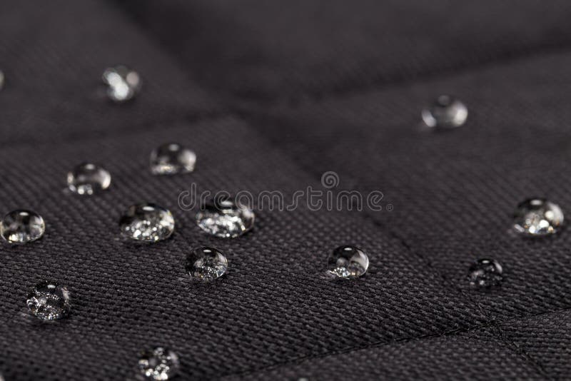 Water Drops on Waterproof Black Fabric Stock Image - Image of abstract ...