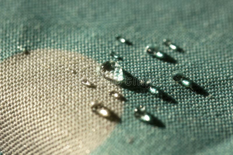 Waterproof Textile Fabric with Rain Drops Stock Image - Image of outer ...