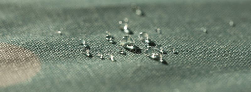 Waterproof Textile Fabric with Rain Drops Stock Image - Image of outer ...