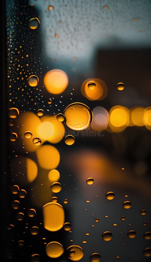 Water Drops on the Window with City Lights Bokeh Background. Stock ...