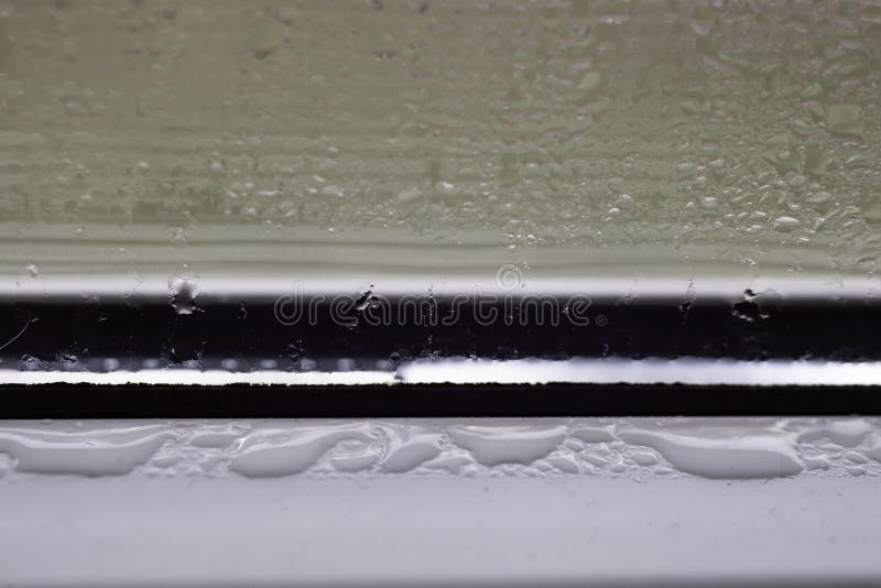 Water Drops on a Window Frame, Moisture Inside the House Stock Image ...