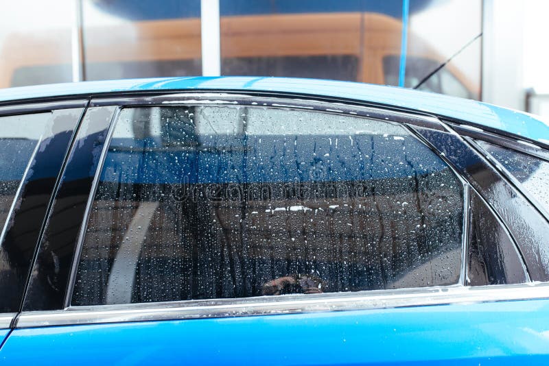 Water Drops on the Windshield of the Car Stock Photo - Image of light ...