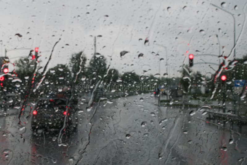 Water Drops on the Windshield during Rain Stock Image - Image of blue ...