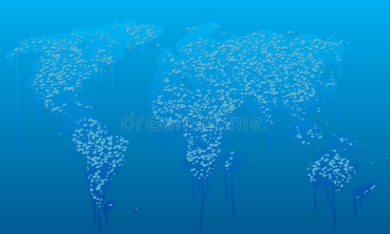Water drops world map stock vector. Illustration of physical - 42412250