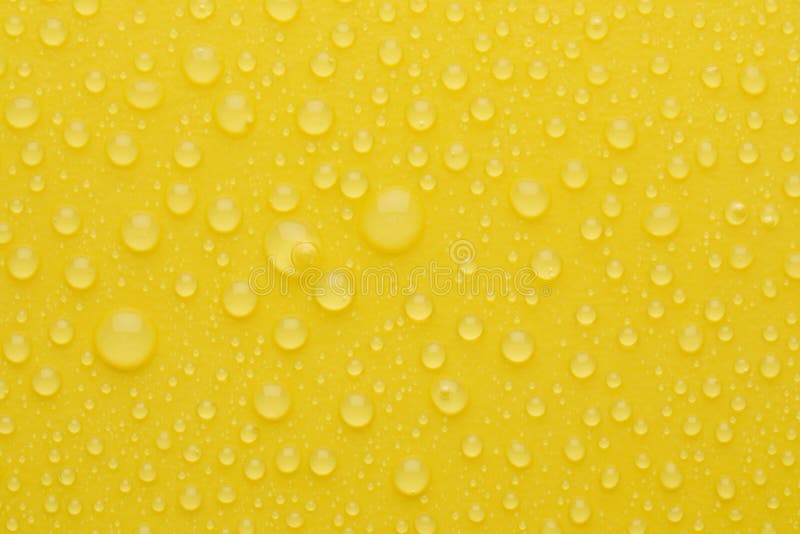 Water Drops on Yellow Background, Top View Stock Photo - Image of ...