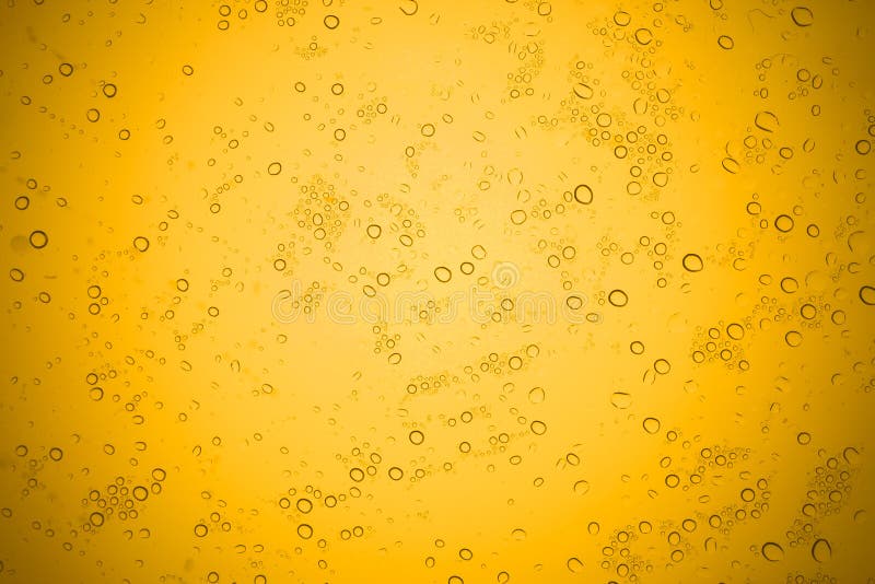 Water Drops on Yellow Glass, Rain Droplets on Glass Background Stock ...