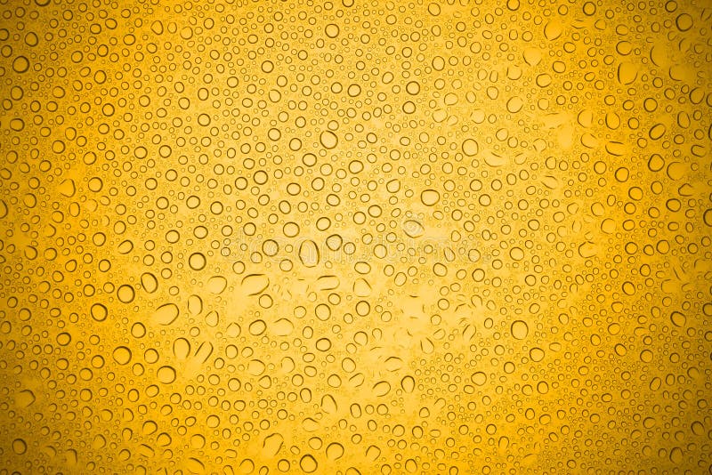 Water Drops on Yellow Glass, Rain Droplets on Glass Background Stock ...
