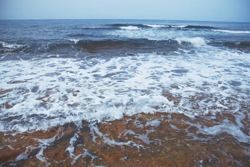 Water Edge. Texture of Azure Surface of Sea. Shore from Stones Stock ...