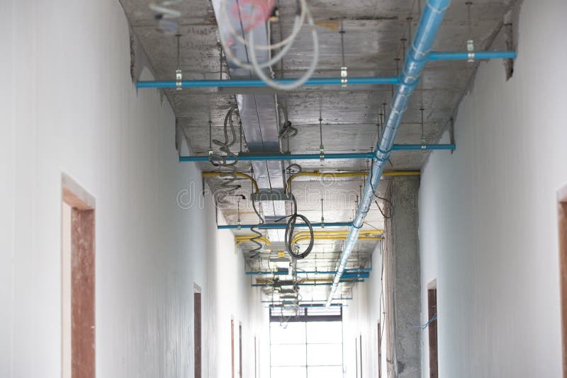 Water and Electricity Piping Systems Stock Photo - Image of industrial ...