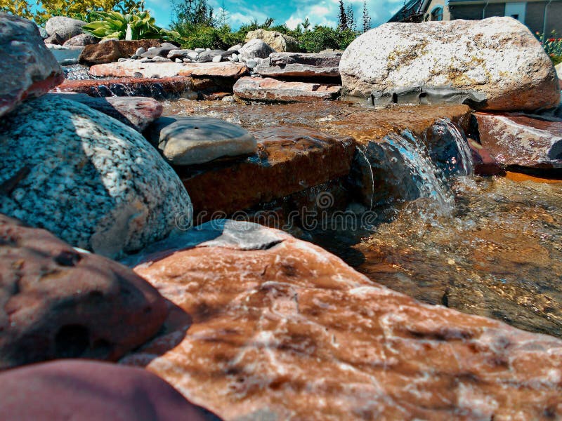 Water Element in Landscape Design, Cascade Stock Photo - Image of water ...