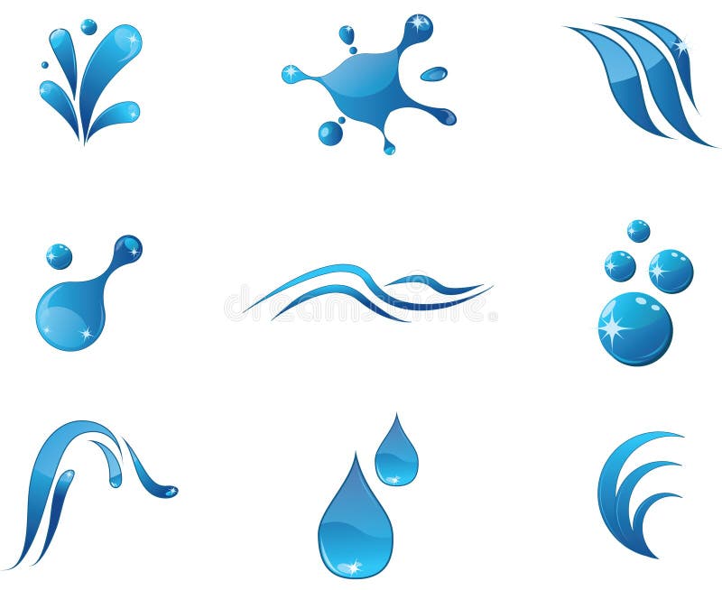 Water symbols stock vector. Illustration of fluid, rounded - 15569395