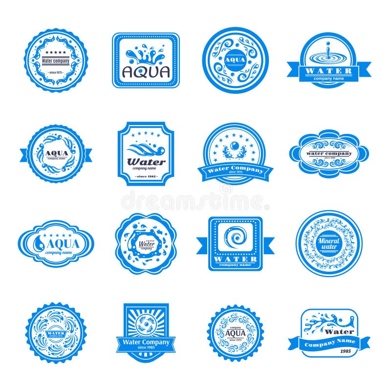 Water emblems set stock vector. Illustration of climate - 215036605