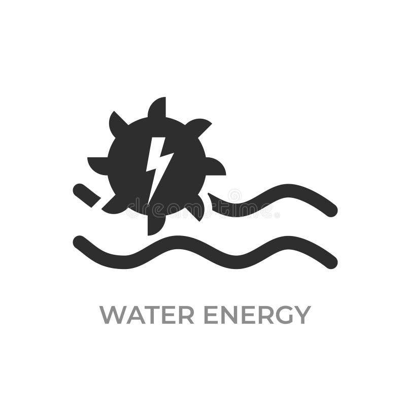 Water Energy Icon Set. Tidal, Wave and Hydroelectric Power Plant. Eco ...