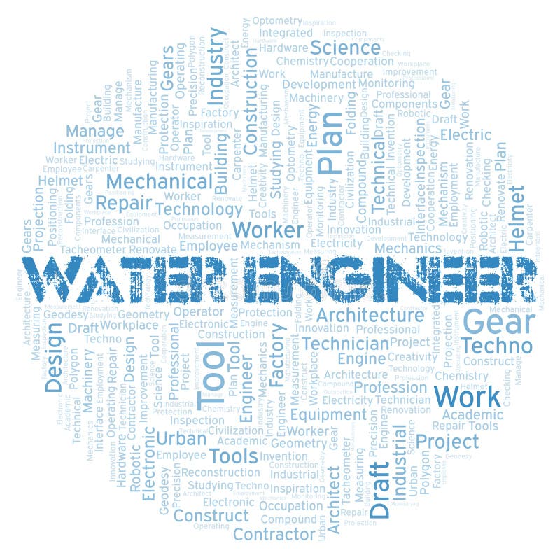 Water Engineer Typography Word Cloud Create with the Text only Stock ...