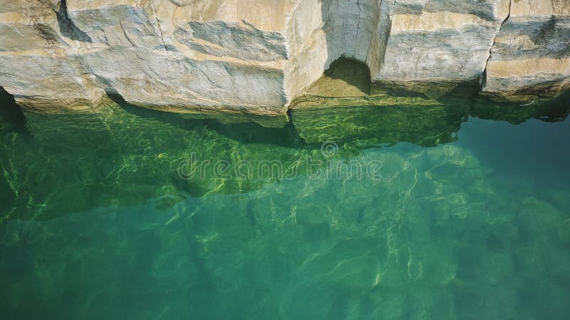 Water Eroded Limestone Texture with Smooth Water Reflections Stock ...