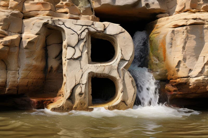 Water Erosion on a Rock Face Carving Out the Letter P Stock ...