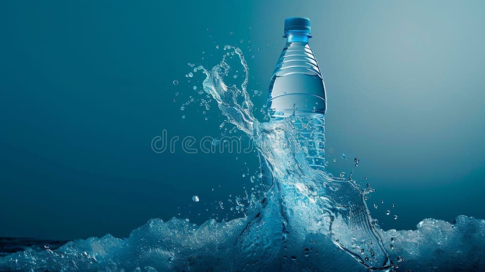 Water Erupts Dramatically Around a Bottle, Creating Dynamic Splashes ...