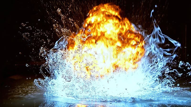 Water Explosion Caused by a Fireball Igniting Water in a Dramatic ...