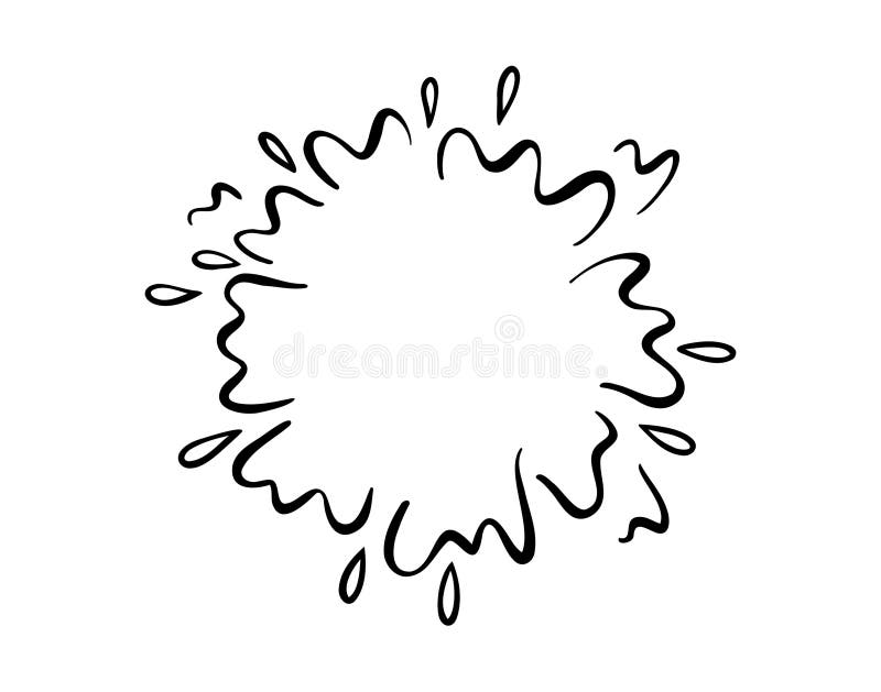 Water Explosion Round Water Spray Icon Doodle Hand Drawn. Outline Line ...
