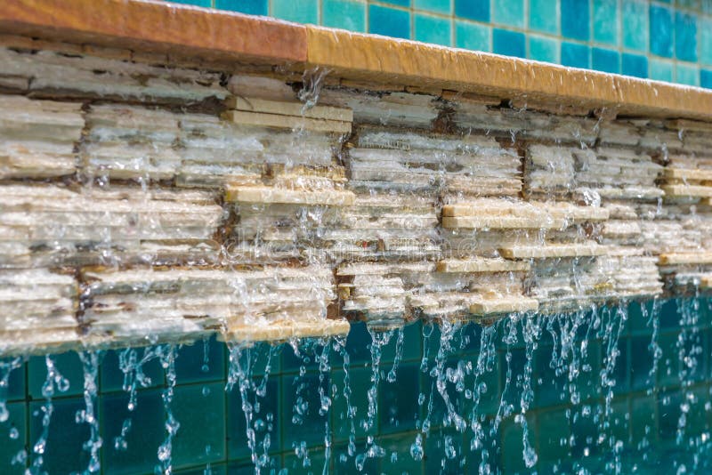 Water Fall on Brick with Tile Wall Stock Image - Image of spring, stone ...
