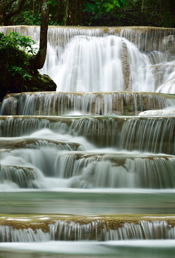 Water fall in deep forest stock photo. Image of motion - 58283978