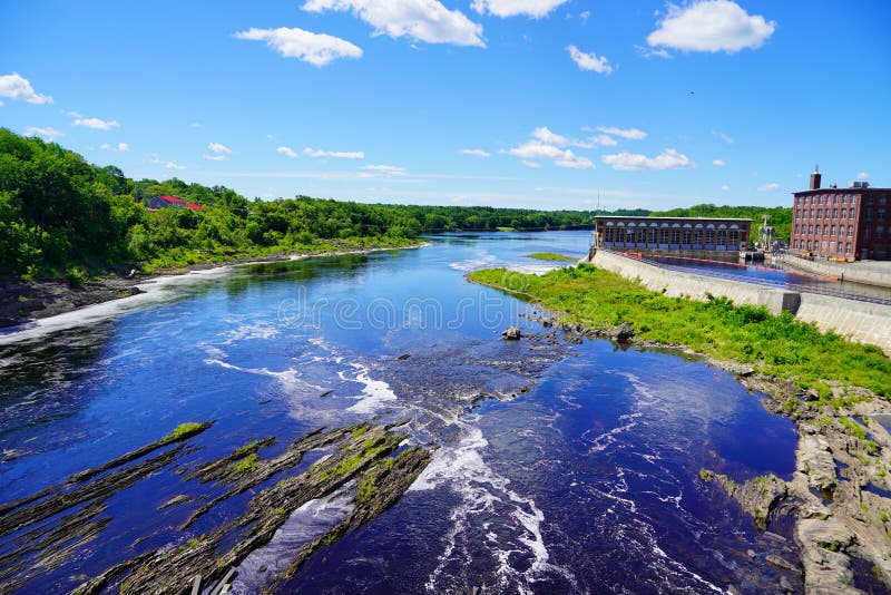 A Water Fall on Kennebec River Stock Image - Image of landscape, nature ...