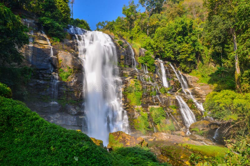 Water Fall Located in Deep Rain Forest Jungle Stock Photo - Image of ...