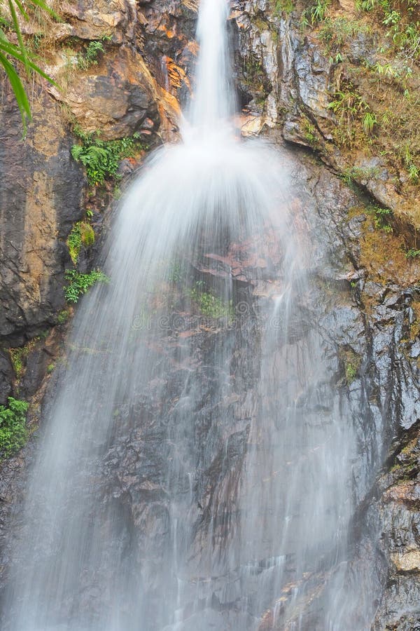 Water Fall with Mountain on the Back Stock Image - Image of back ...