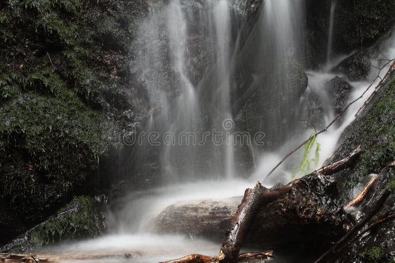 Water Fall Over on Moss Rocks Stock Photo - Image of boulder, light ...