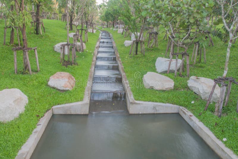 Water fall in the park editorial photography. Image of color - 80669677