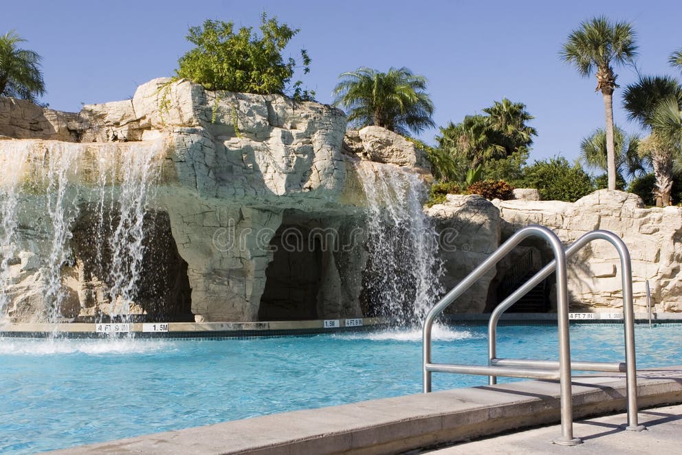 Water Fall in Pool stock image. Image of peaceful, poolside - 21668965