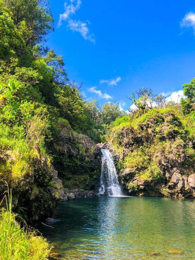 Water Fall on the Road To Hana Stock Image - Image of great, fresh ...