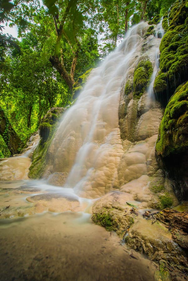 Water Fall in Spring Season Located in Deep Rain Forest Jungle Stock ...
