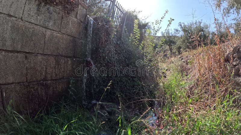 Water Falling Down a Wall of Concrete Blocks Stock Video - Video of ...