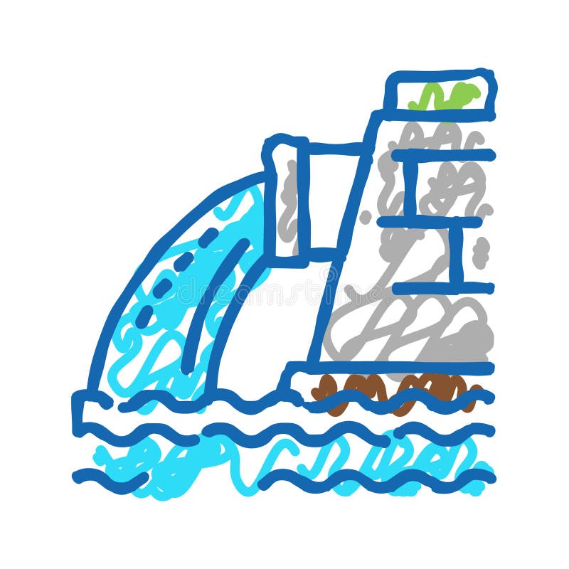 Water Falling from Drainage Pipe Icon Doodle Illustration Stock ...