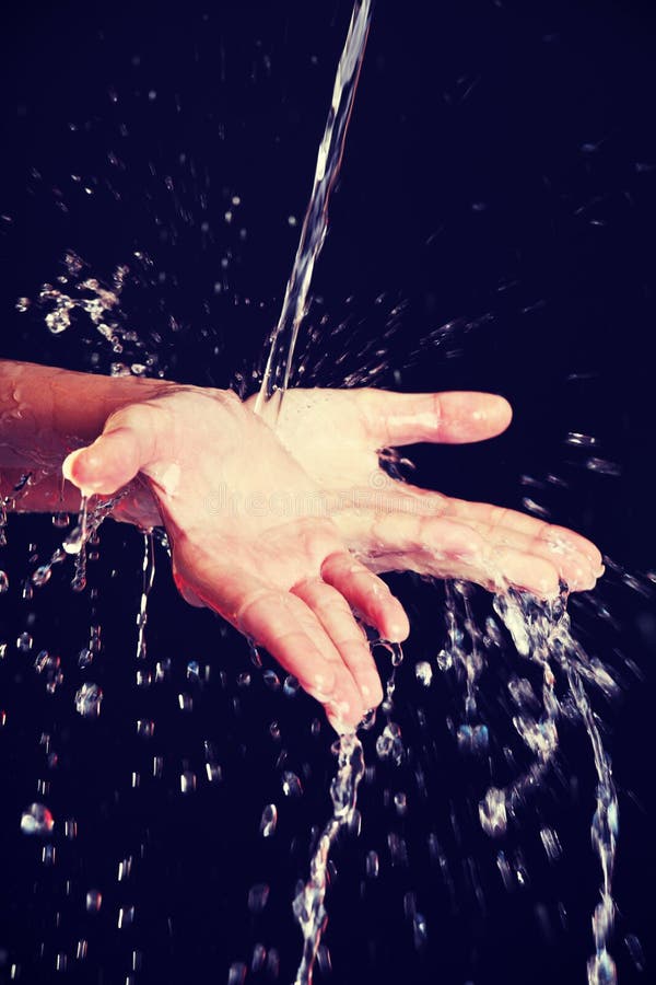 Water Falling on Female Hands Stock Photo - Image of cool, drop: 41352002