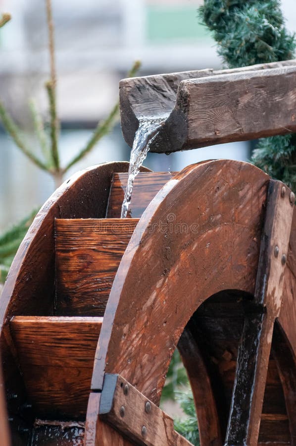 Water Falling in the Water Mill Wheel Stock Image - Image of landmark ...
