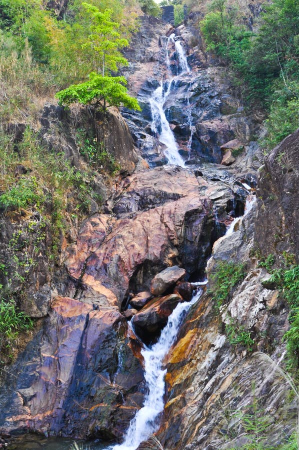 Water Falling from a Mountain Rock Stock Image - Image of nature, asia ...
