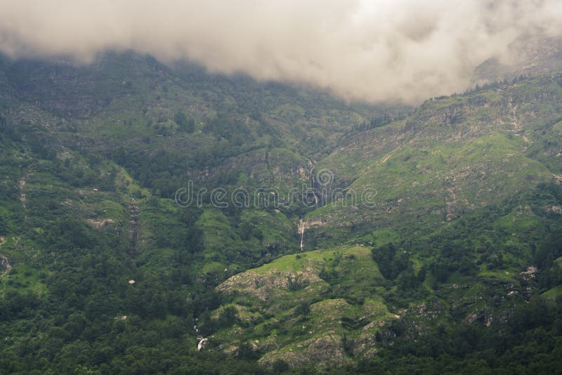 Water Falling from a Mountain. Mountain in Uttarakhand Stock Image ...