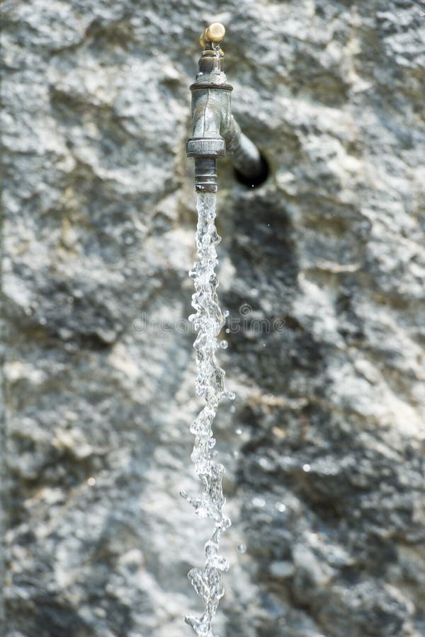 Water Falling from Open Tap Fountain Stock Photo - Image of open ...