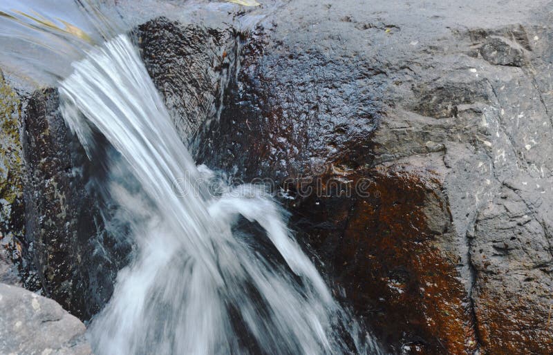 Water Falling on River Pass Rock and Stone in Forest Stock Photo ...