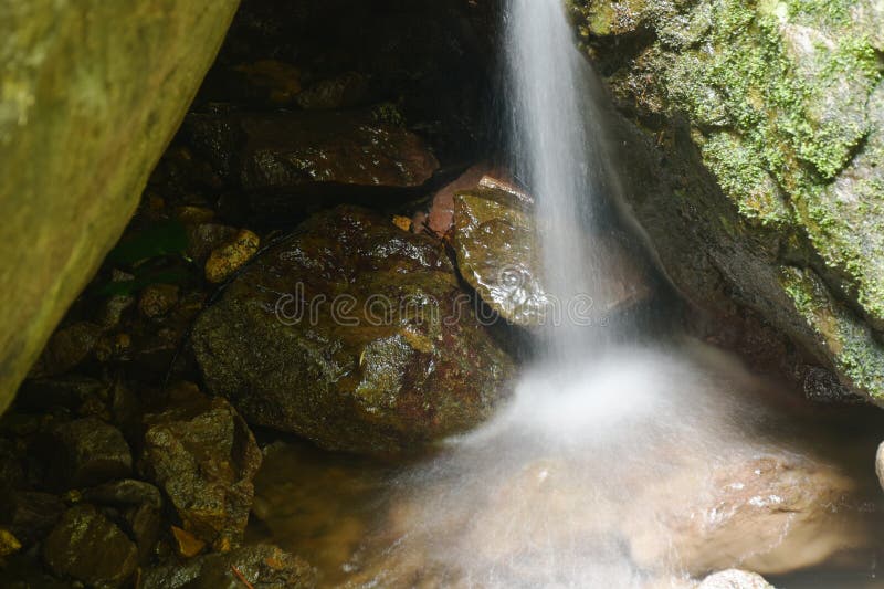 Water Falling on River Pass Rock and Stone at Pha Gnam Gnon Waterfall ...