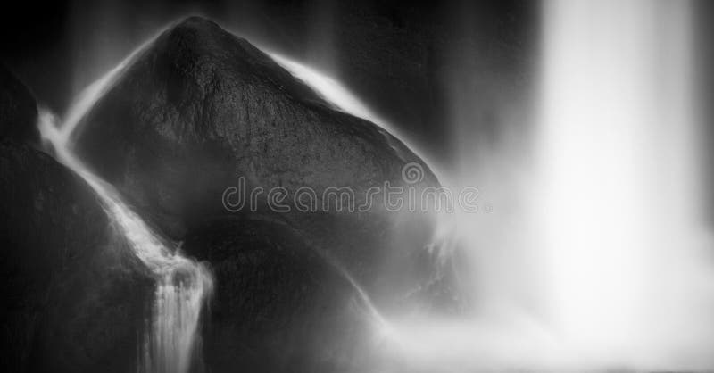 Waterfall on Rocks Black and White Stock Photo - Image of travel, water ...