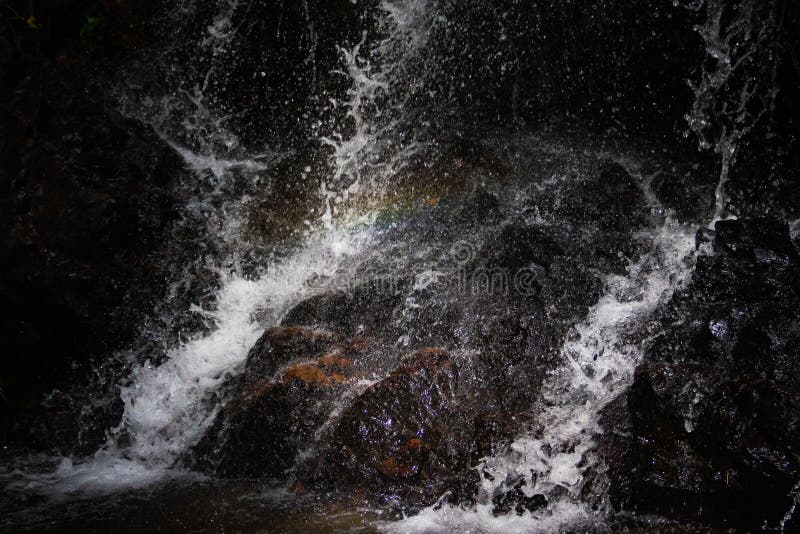Water Falling on Stone in the Forest Stock Image - Image of flowing ...