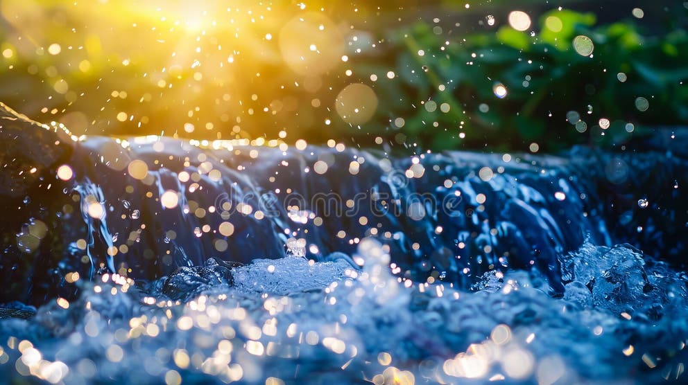 Water Falling from a Waterfall in the Sun Stock Photo - Image of ...