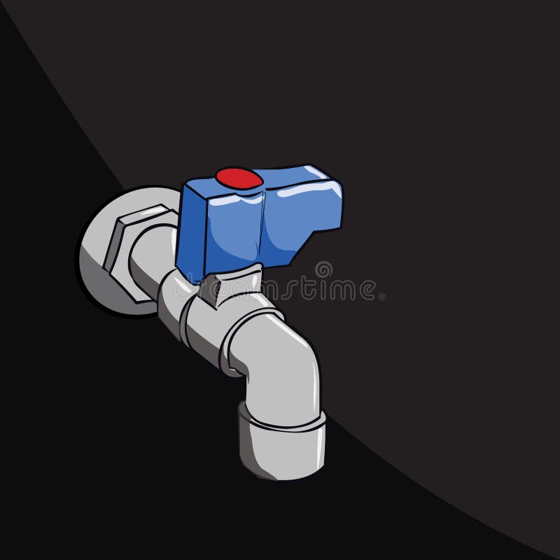 Water Faucet Design with Blue Faucet Handle Head. Stock Vector ...