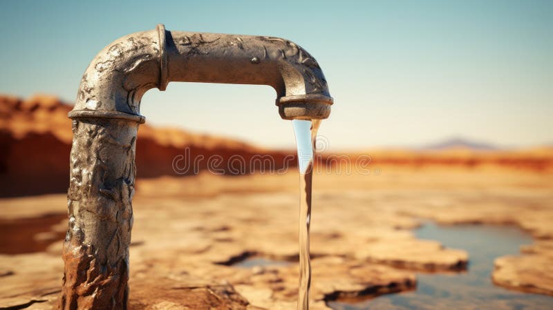 A Water Faucet in the Middle of a Desert. Generative Ai Stock Photo ...