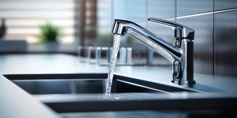 Water Faucet, Running Water. the Problem of Saving Water. Generative AI ...